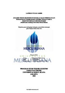 ANALISIS TEKNO-EKONOMI STUDI KELAYAKAN PERENCANAAN PEMASANGAN PEMBANGKIT LISTRIK TENAGA SURYA ...